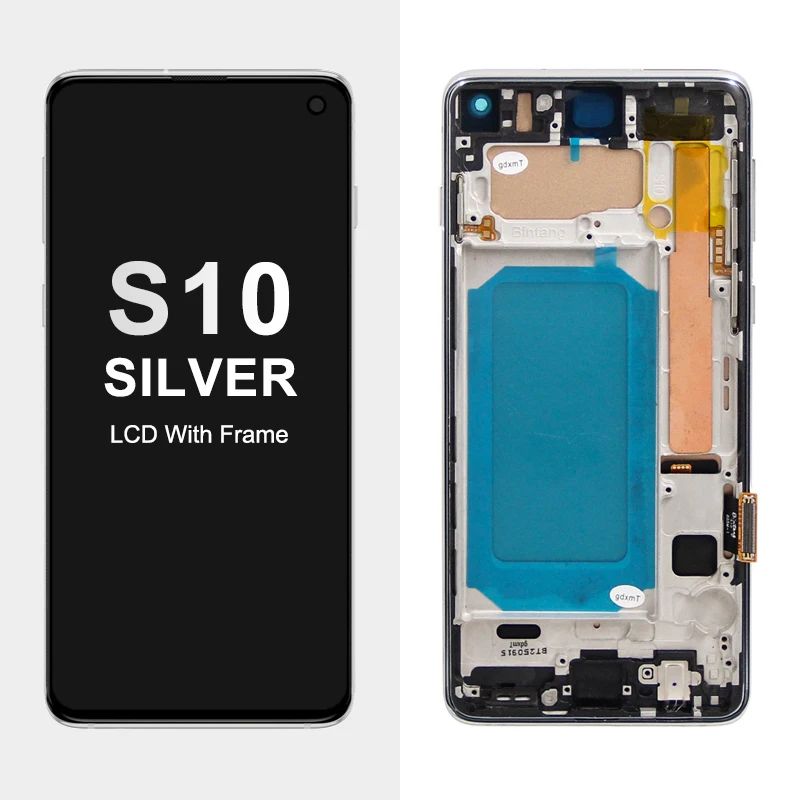 TFT Дисплей для Samsung Galaxy S10 SM-G973F/DS G973U G973 в сборе с тачскрином серебристый c рамки