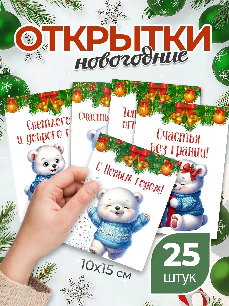Открытки новогодние мини, 10х15