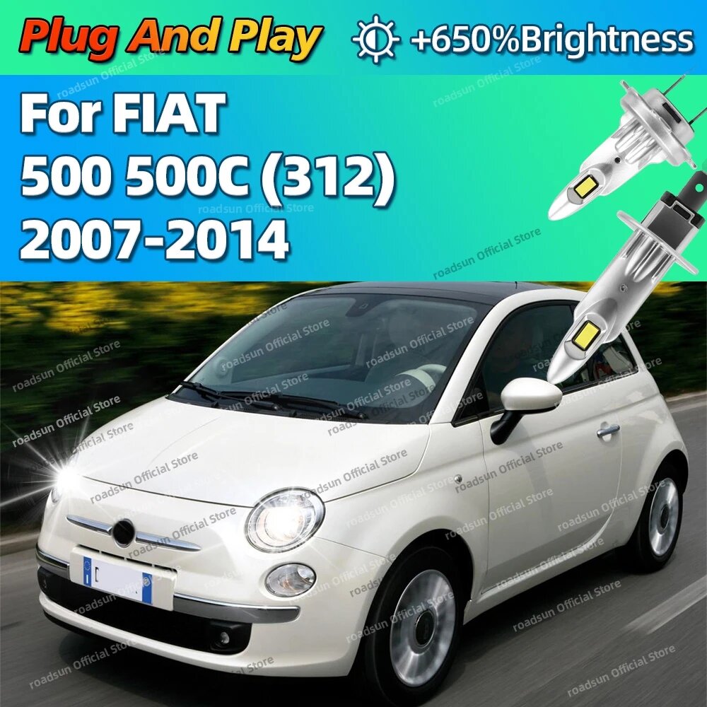 Светодиодные лампы для фар High Low Beam (4шт) FIAT 500 500C 2007-2014
