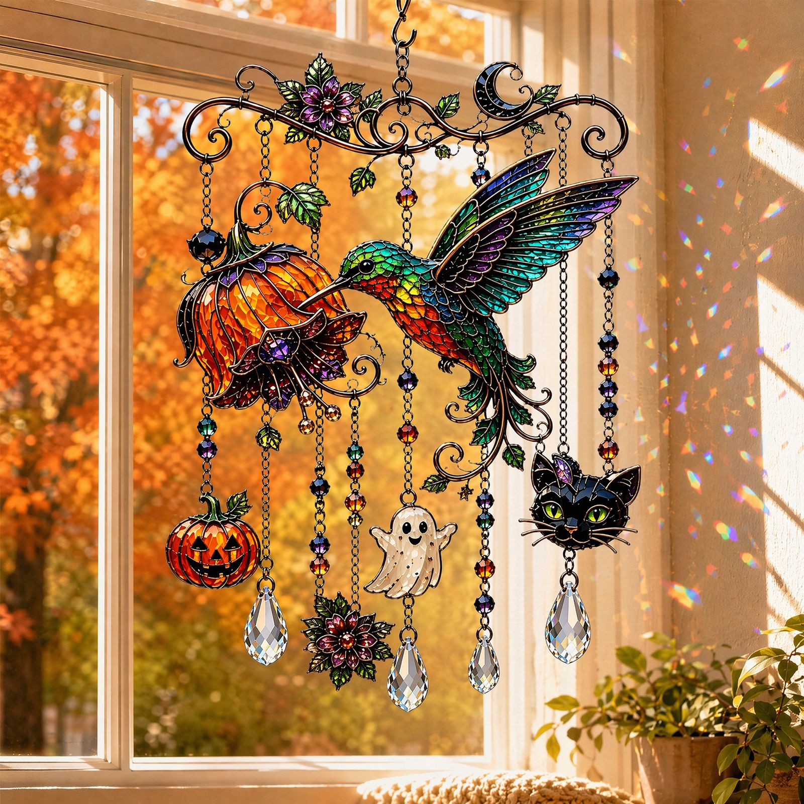 Хеллоуин-колокольчик Колибри из акрила с подвесом, 20 см