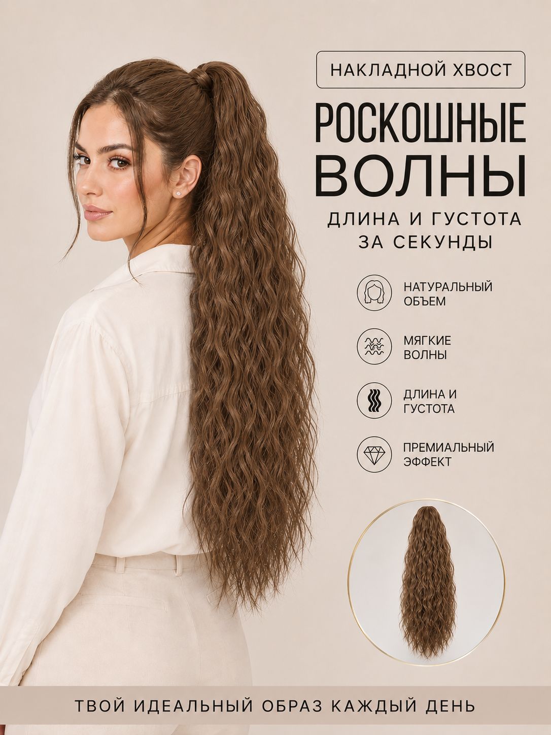 Шиньон накладной хвост на крабе