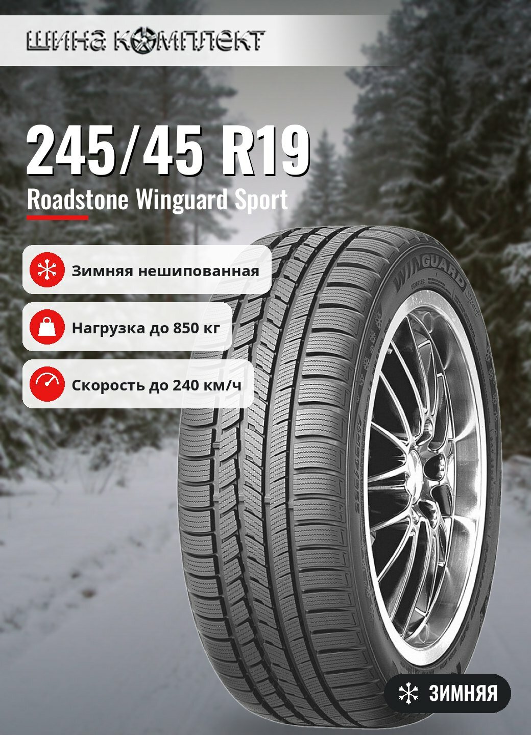 Автомобильная шина Roadstone Winguard Sport 245/45 R19 102V зимняя для легкового автомобиля