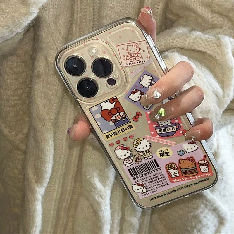 Чехол на Редми 12 / Redmi 12 прозрачный с принтом Коллаж Hello Kitty Персонализированный