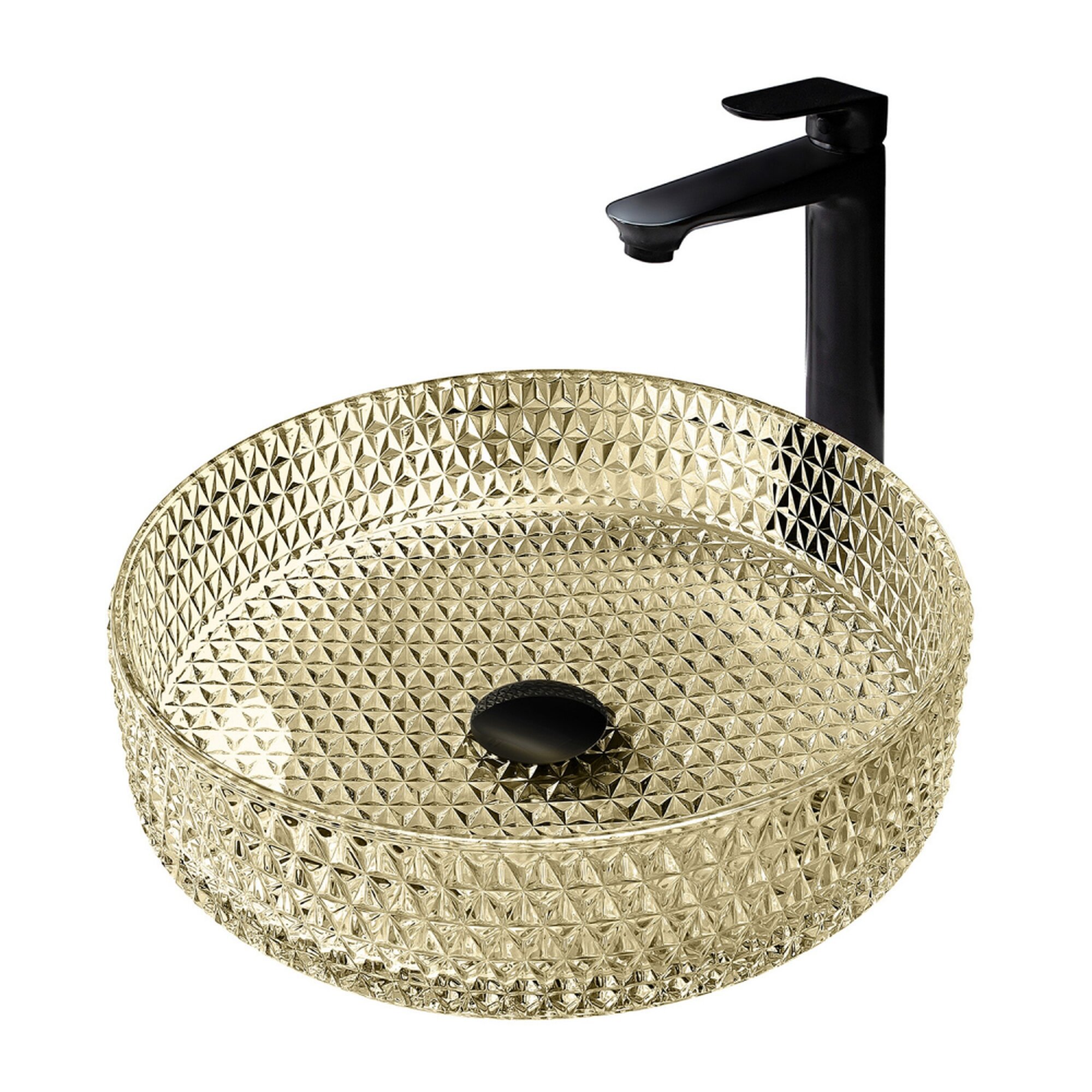 Раковина накладная ABBER Glas AK2301GG, круглая, 39 см, стекло, золото