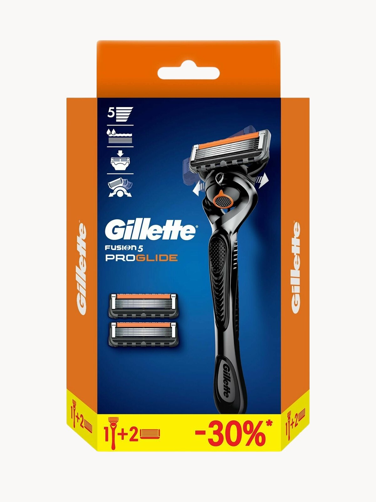 Gillette Fusion5 ProGlide Мужская Бритва , 3 кассеты, с 5 лезвиями, с углеродным покрытием, с технологией FlexBall, с триммером