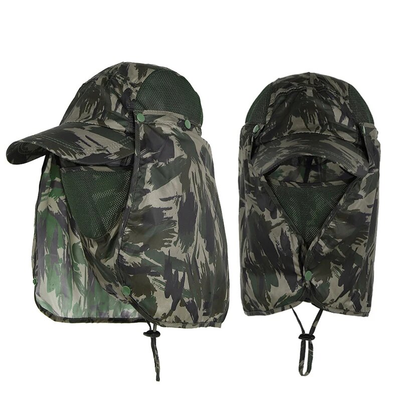 Летняя рыболовная шапка с защитой шеи, быстросохнущая солнцезащитная шапка, дышащая крышка для лица и шеи 360° ° Кепка с козырьком для походной рыбалки