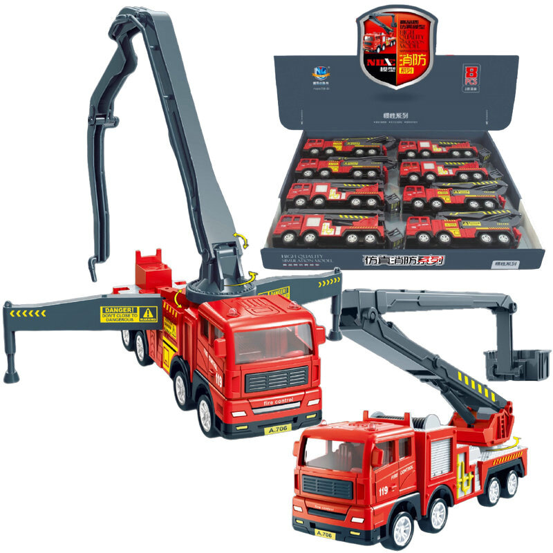 8 инерциальных моделей пожарных машин (модель пожарной машины с лестничной платформой 706-30) - Детские игрушки Playhouse