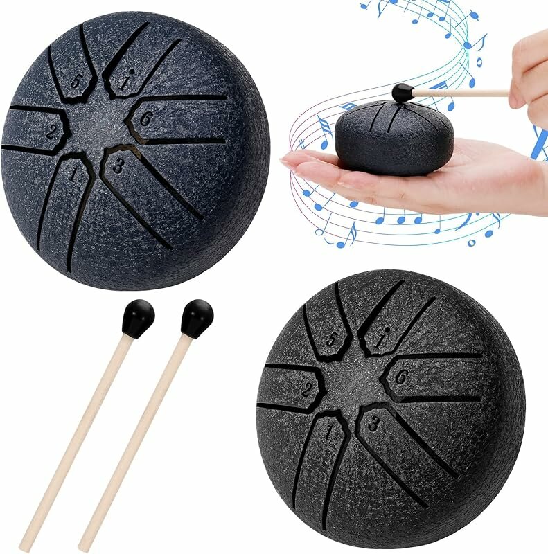 2 шт. дождевой барабан для улицы, стальной язычковый , колокольчик, 3 дюйма, 6 нот, мини-хендпан, ударный инструмент