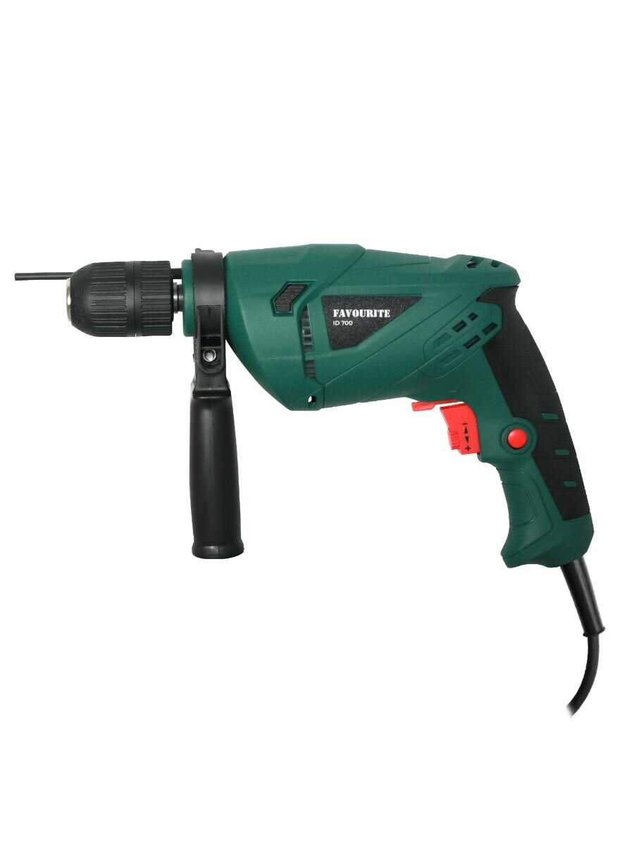 Дрель электрическая от сети FAVOURITE ID-700, Ударная, Мощность 700 Вт, Реверс, Зеленый/Черный