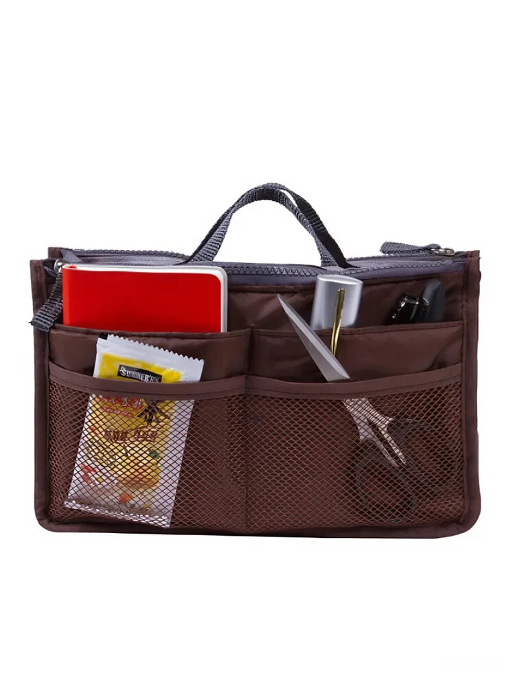 Аксессуар для сумок и рюкзаков, органайзер для женской сумки, полиэстер, сетка, коричневый