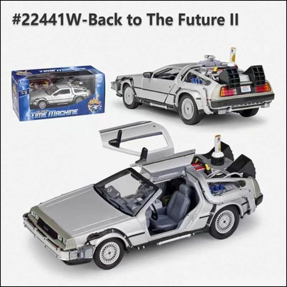 Эксклюзивная модель DeLorean DMC12 из бестселлера "Назад в будущее" представлена в масштабе 1:24 от Welly под артикулом 22443.-