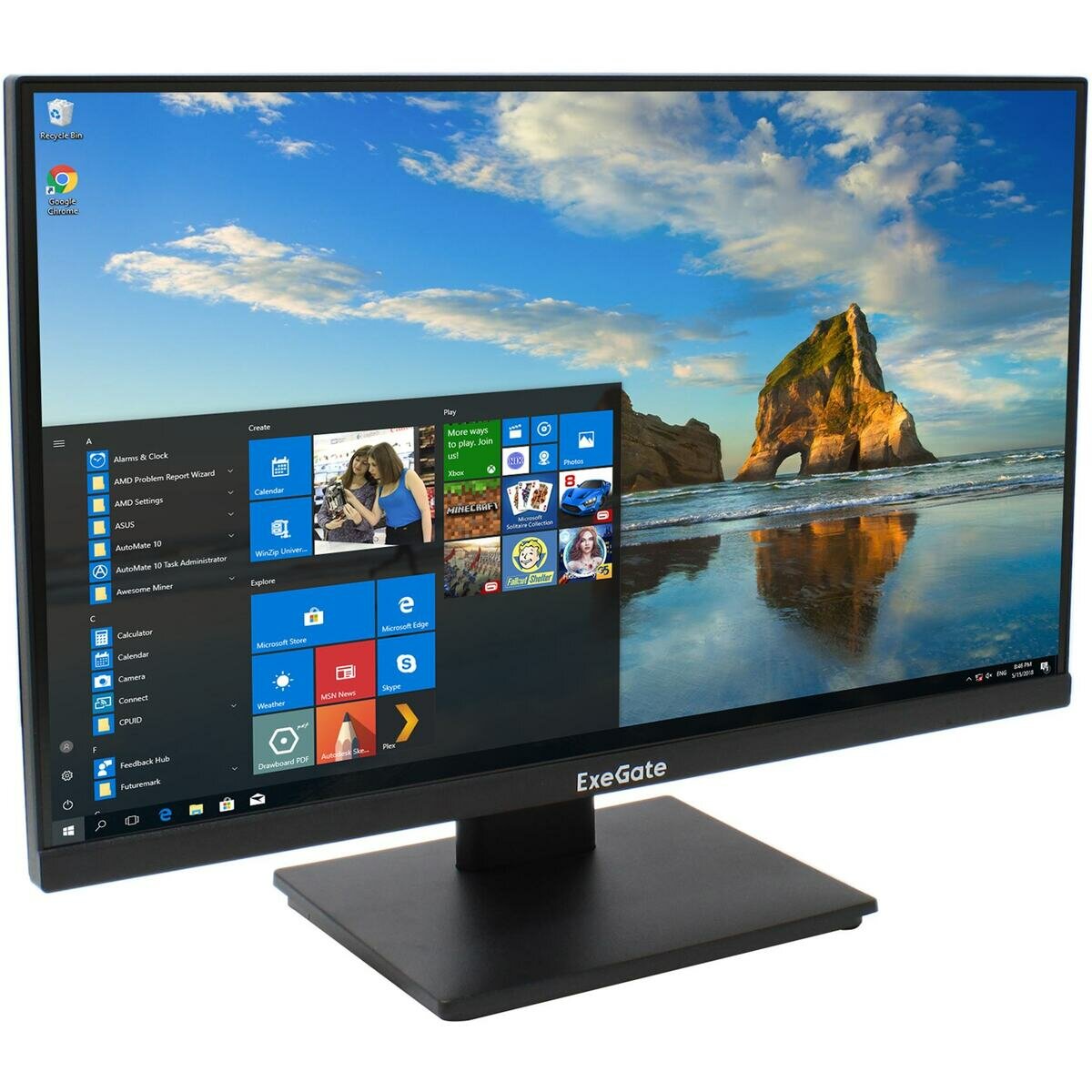 23.8" ЖК монитор ExeGate SuperView EA2400A (LCD, 1920x1080, D-Sub, HDMI, cam)