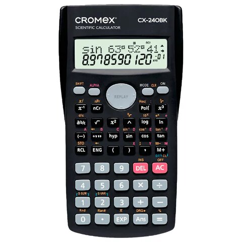 Калькулятор инженерный CROMEX (кромекс) СX-240BK (155х80 мм), 240 функций, 10+2 разрядов, черный, 273832