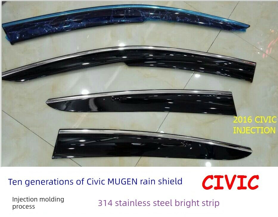 Дефлекторы окон (ветровики) для Honda Civic X (FK7) хэтчбек, 5-дверный, литьевые, утолщенные, для защиты от дождя Литье