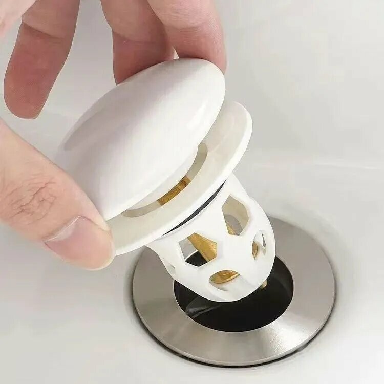 Донный клапан клик-клак для умывальника, раковины, с сеточкой для мусора, компактный