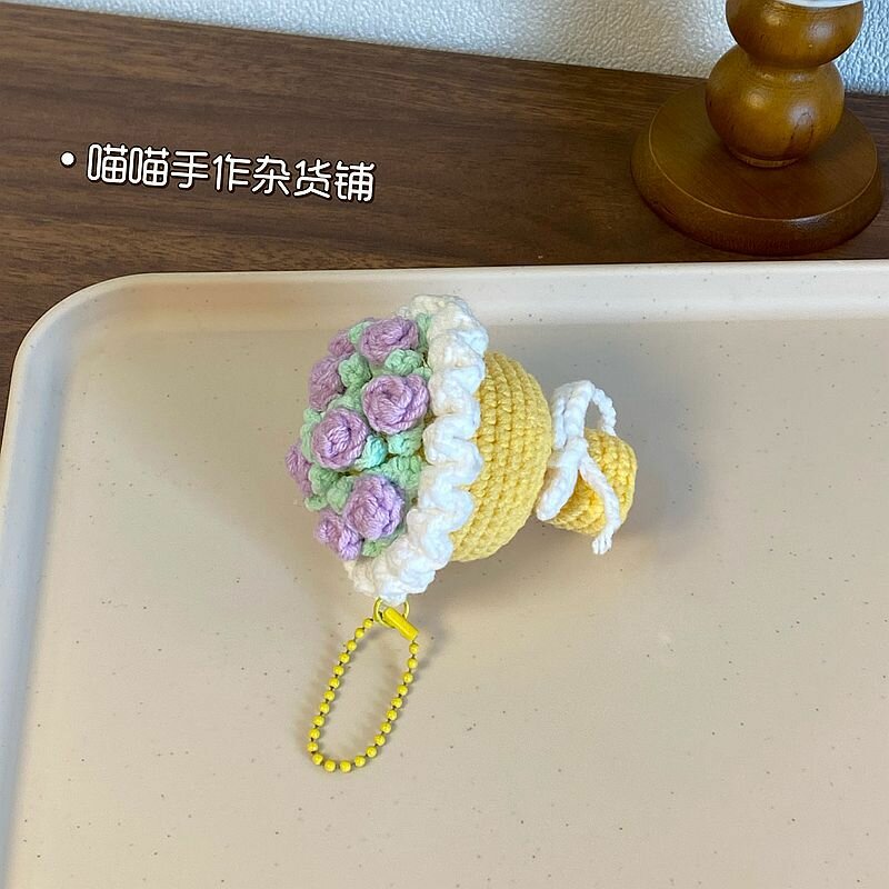 DIY креативное вязание пряжей мини-ручной цветок маленький букет, брелок для сумки, подвеска, лучший подарок для друга, готовый продукт