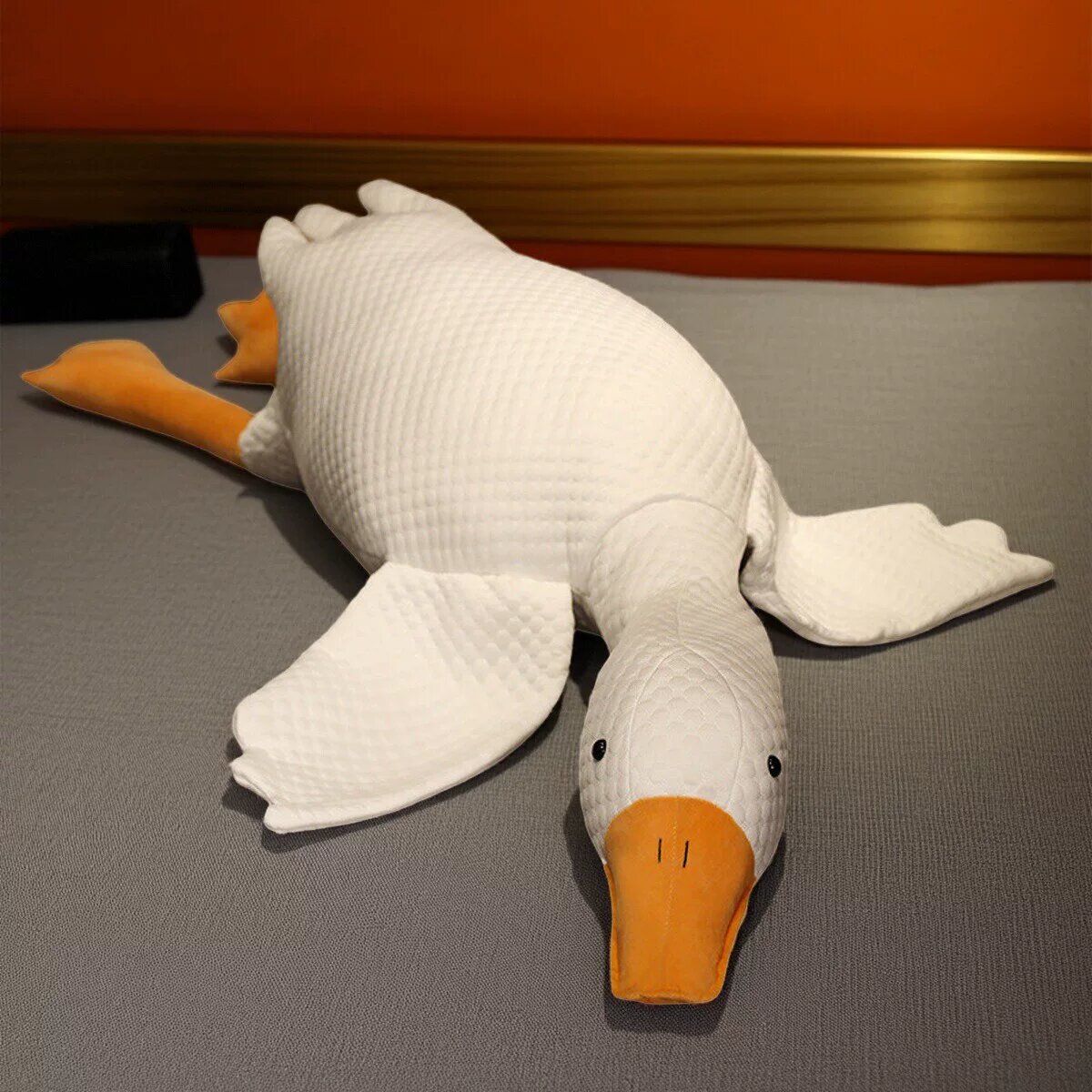 Плюшевая подушка-игрушка из ледяного шелка в виде большого белого гуся для девочек, подушка для обнимания ног, подарок