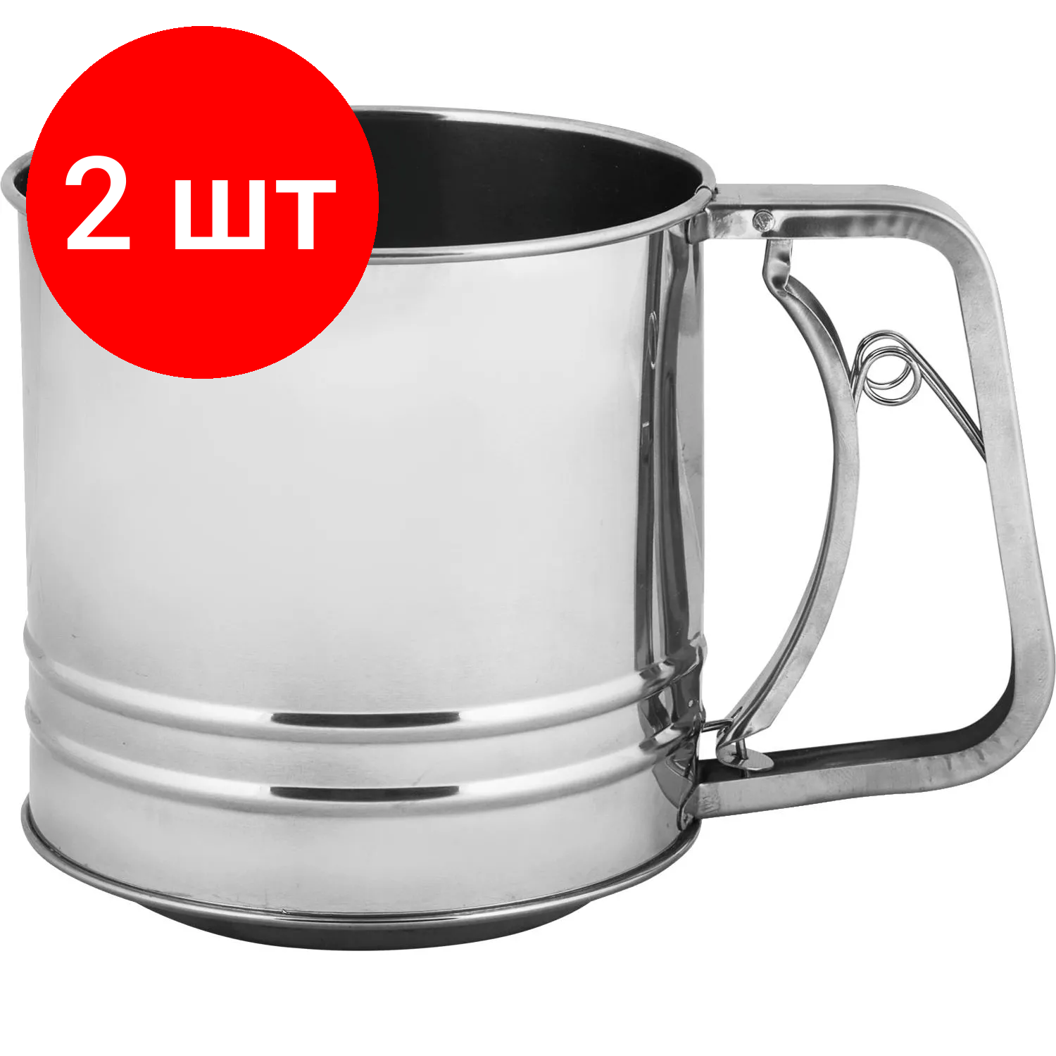 Комплект 2 штук, Сито - кружка д/муки нерж 10х9.5см RGS-Z4471-S