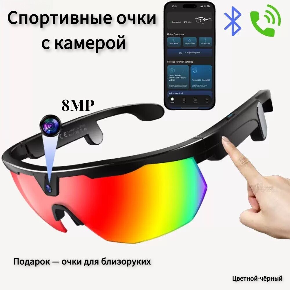 Спортивные очки JITE, с камерой, для Android/iOS, Bluetooth/Wi-Fi