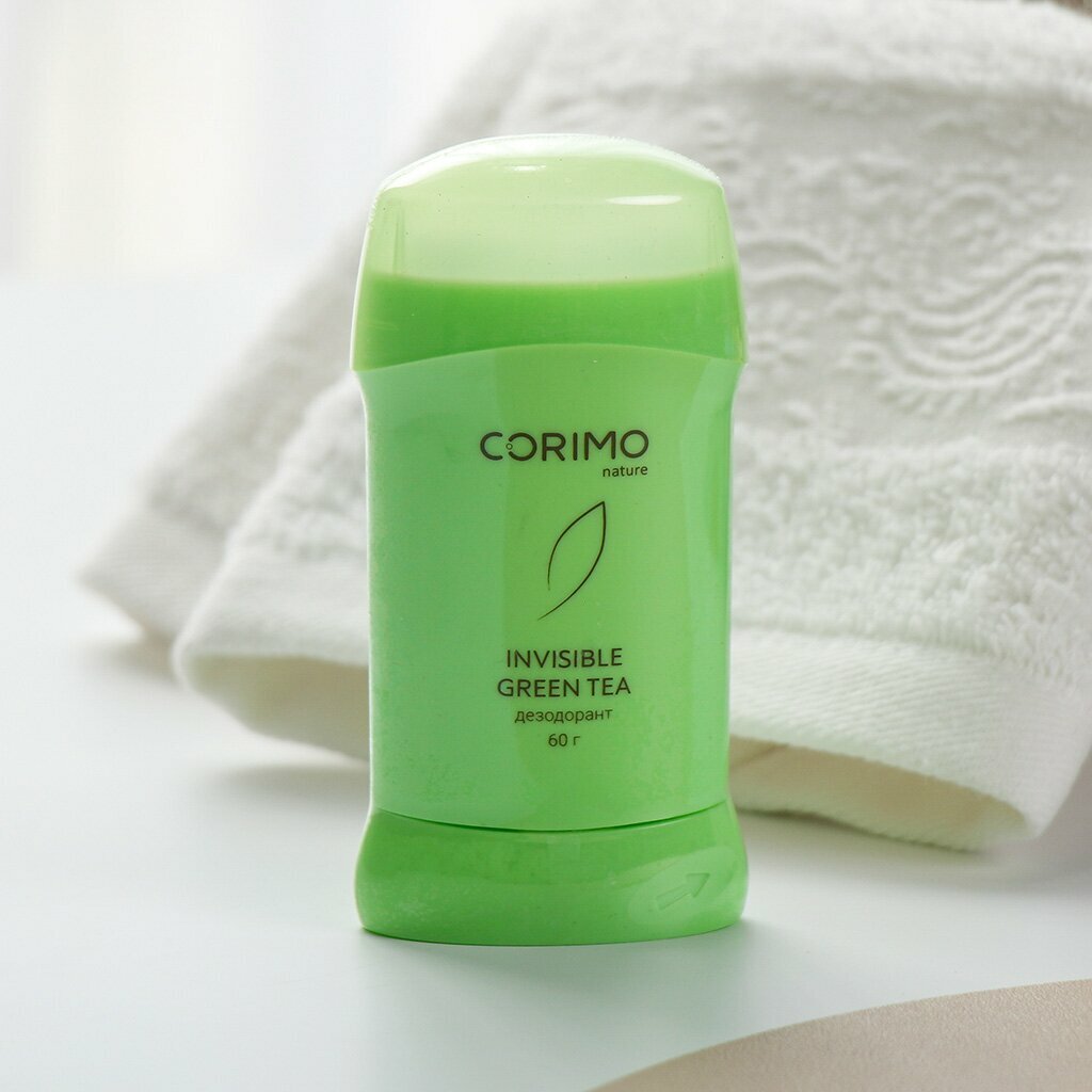 Дезодорант Corimo Green Tea для женщин, гелевый стик 60 г, эффективная защита от неприятного запаха и пота на весь день