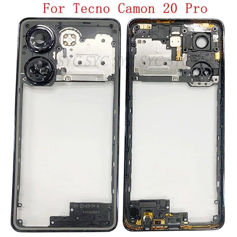 Средняя рамка корпуса ЖК-дисплея, панель лицевой панели для Tecno Camon 20 Pro CK7N, металлическая ЖК-рамка, запасные части Blue