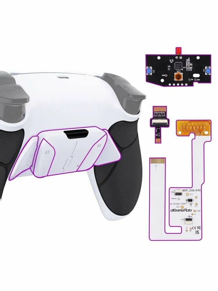 Комплект для перенастройки eXtreme Rate Gray с прорезиненной рукояткой Programmable RISE 4V3 для контроллера PS5 - BDM-030 040 050