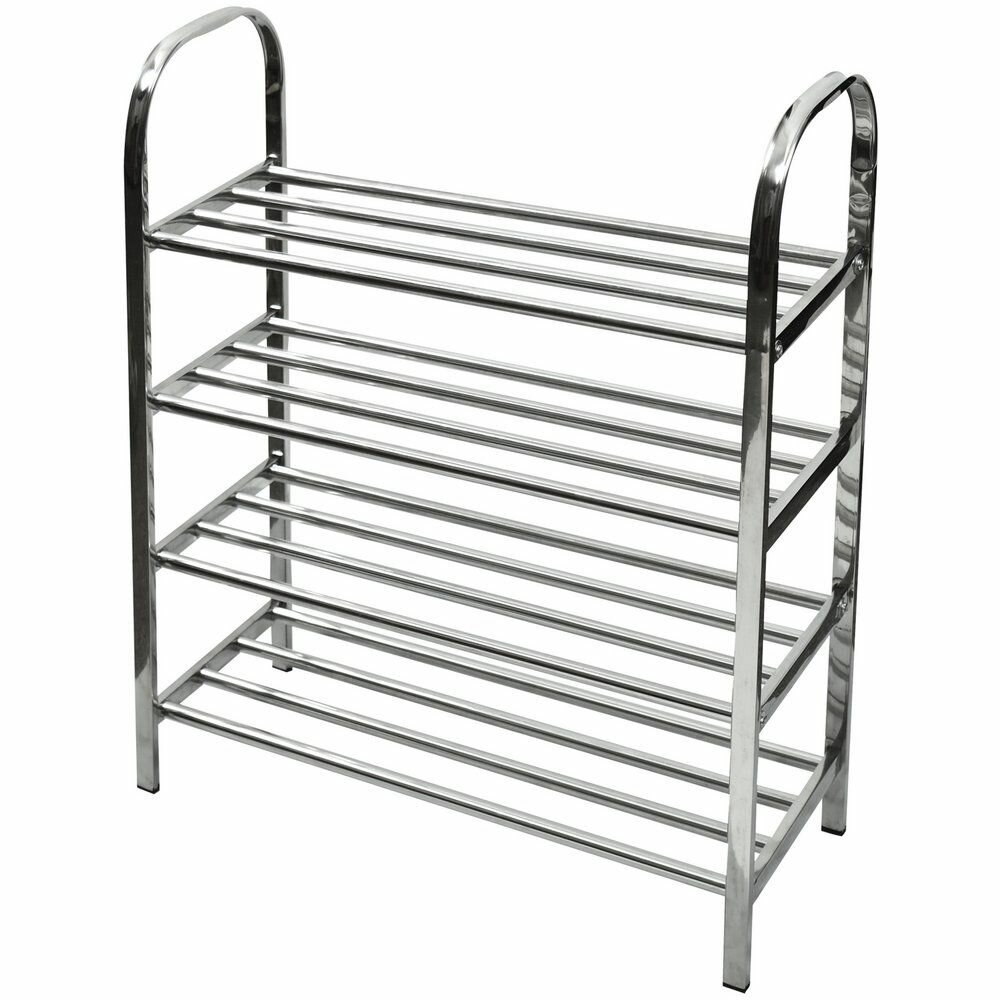 Обувница металлическая 4-х ярусная, 58х23х66 см нержавеющая сталь, пластмасса