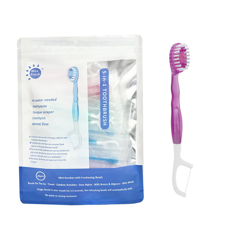 Одноразовая мини-взрывная зубная щетка с бусинами, многофункциональная зубная нить, свежее дыхание, очистка полости рта, портативная зубная щетка для путешествий, оптовая продажа