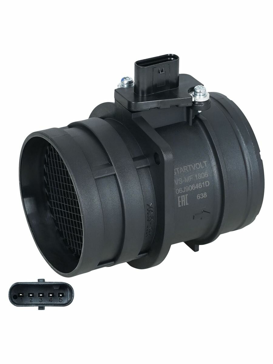 Датчик массового расхода воздуха STARTVOLT VS-MF 1806 для Audi A3, Seat Altea, Skoda Octavia, Volkswagen Passat / Ауди А3, Сеат Альтеа, Шкода Октавия, Фольксваген Пассат