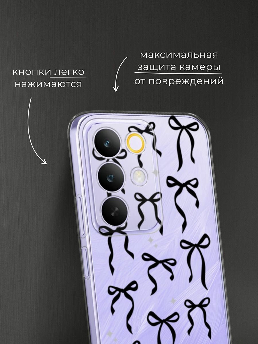 Чехол на Realme C85 / Реалми C85 с принтом Black bows, прозрачный — фото 1
