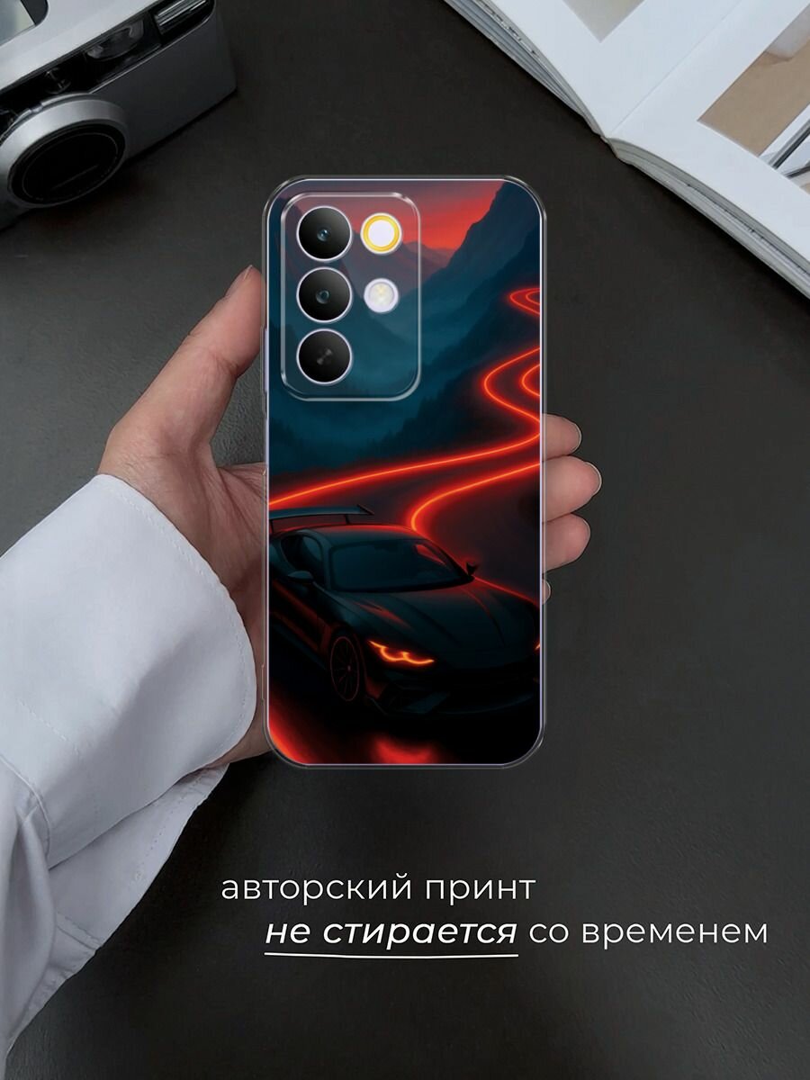 Чехол на Realme C85 / Реалми C85 с принтом Красные следы от машины — фото 1