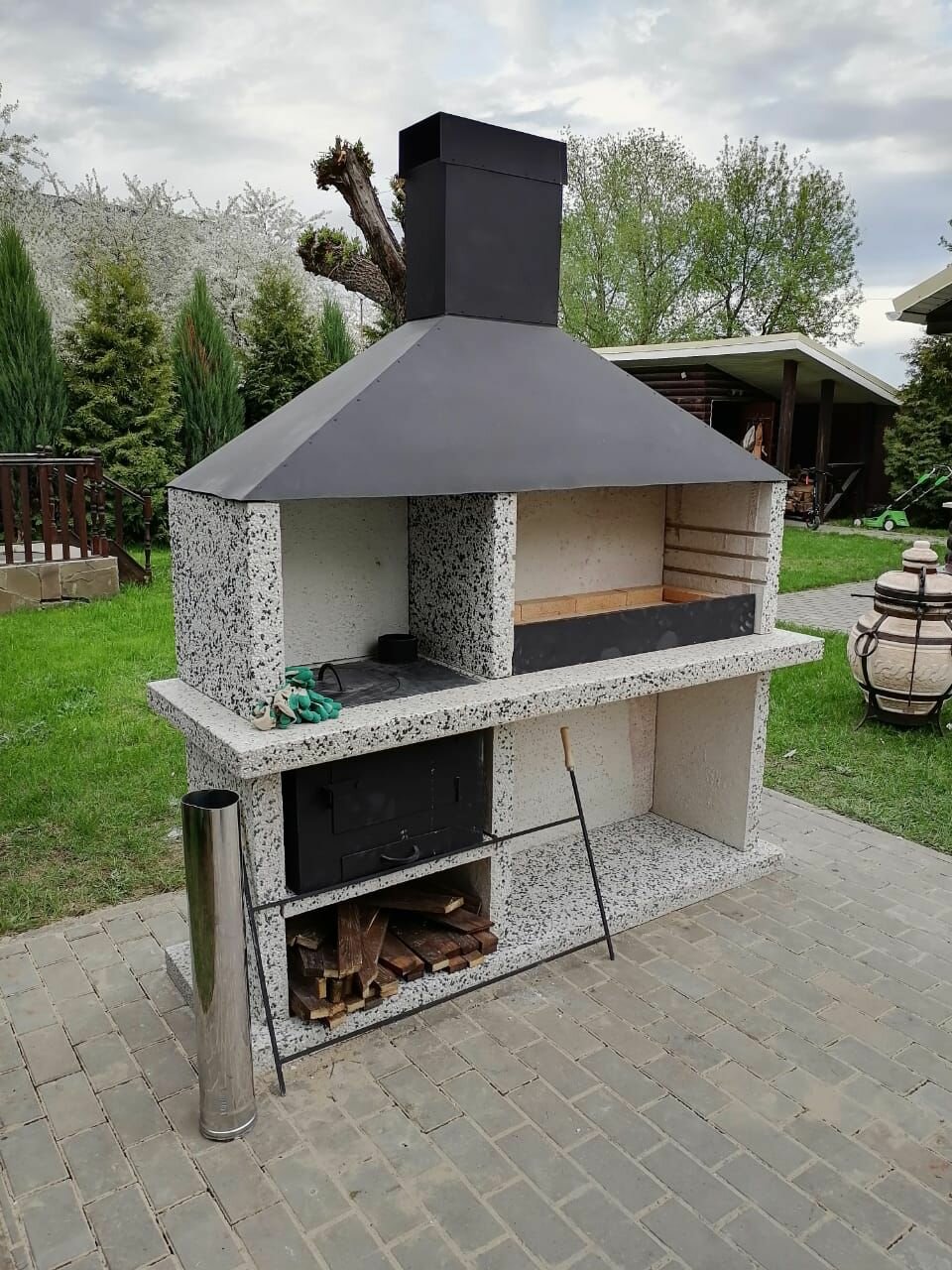 Барбекю комплекс Premium Stone, мангальная зона, мангал