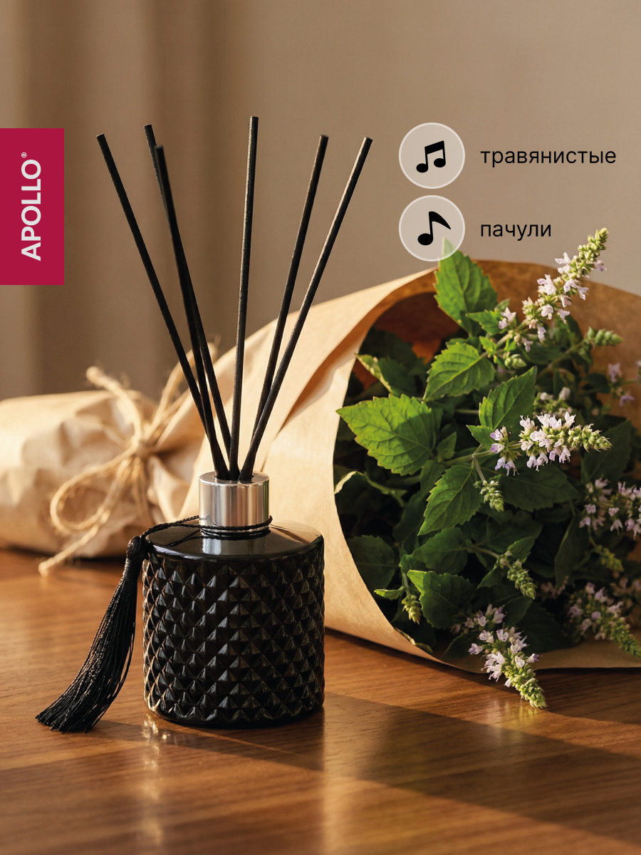 Аромадиффузор с палочками Apollo пачули 100 мл, травянистые ноты
