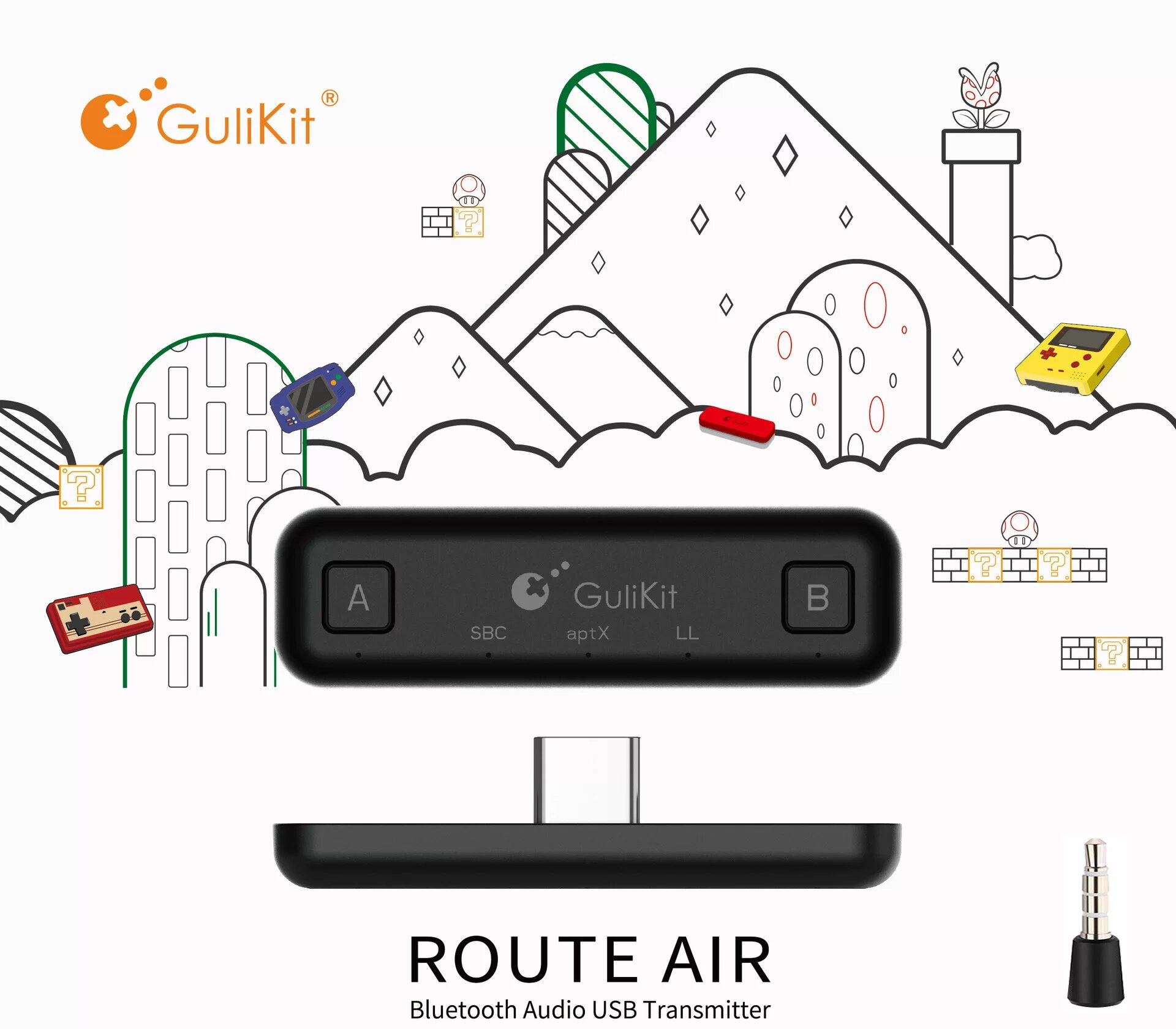 Gulikit APTX-LL Bluetooth 5.0 аудио передатчик с низкой задержкой для Nintendo Switch с микрофоном тонкий беспроводной