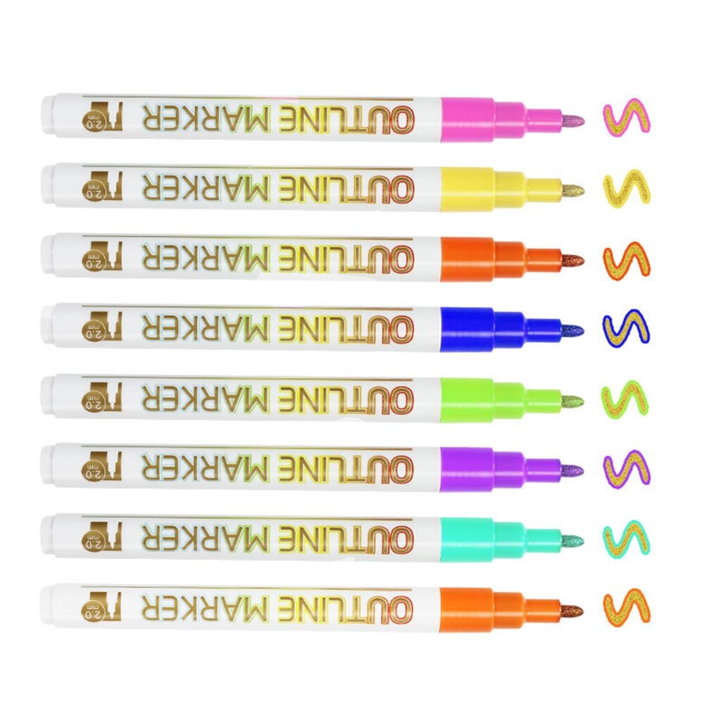 Контурные Ручки, Металлические Контурные Фломастеры для Подарков, Двухлинейные Контурные Ручки