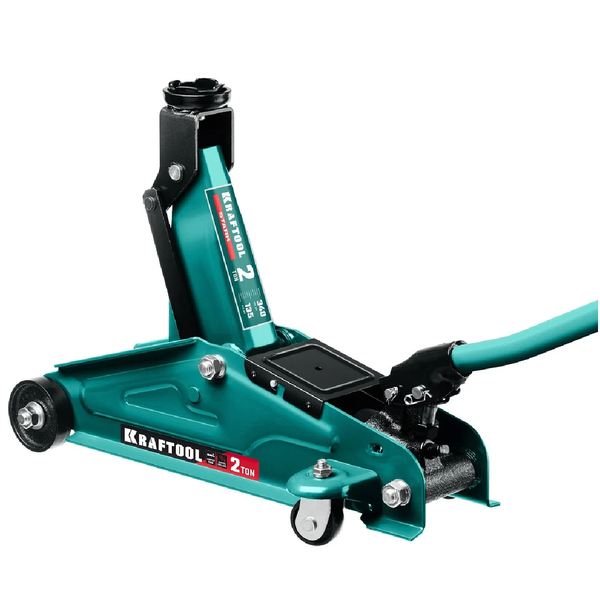 Подкатной домкрат гидравлический Kraftool STARK 43453-2, 2 т, 135 - 340 мм, зеленый