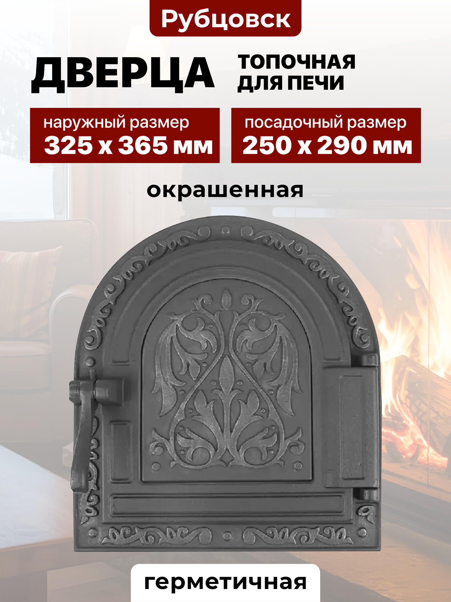 Дверца топочная для печи и камина чугунная Рубцовск ДТГ-10 Очаг