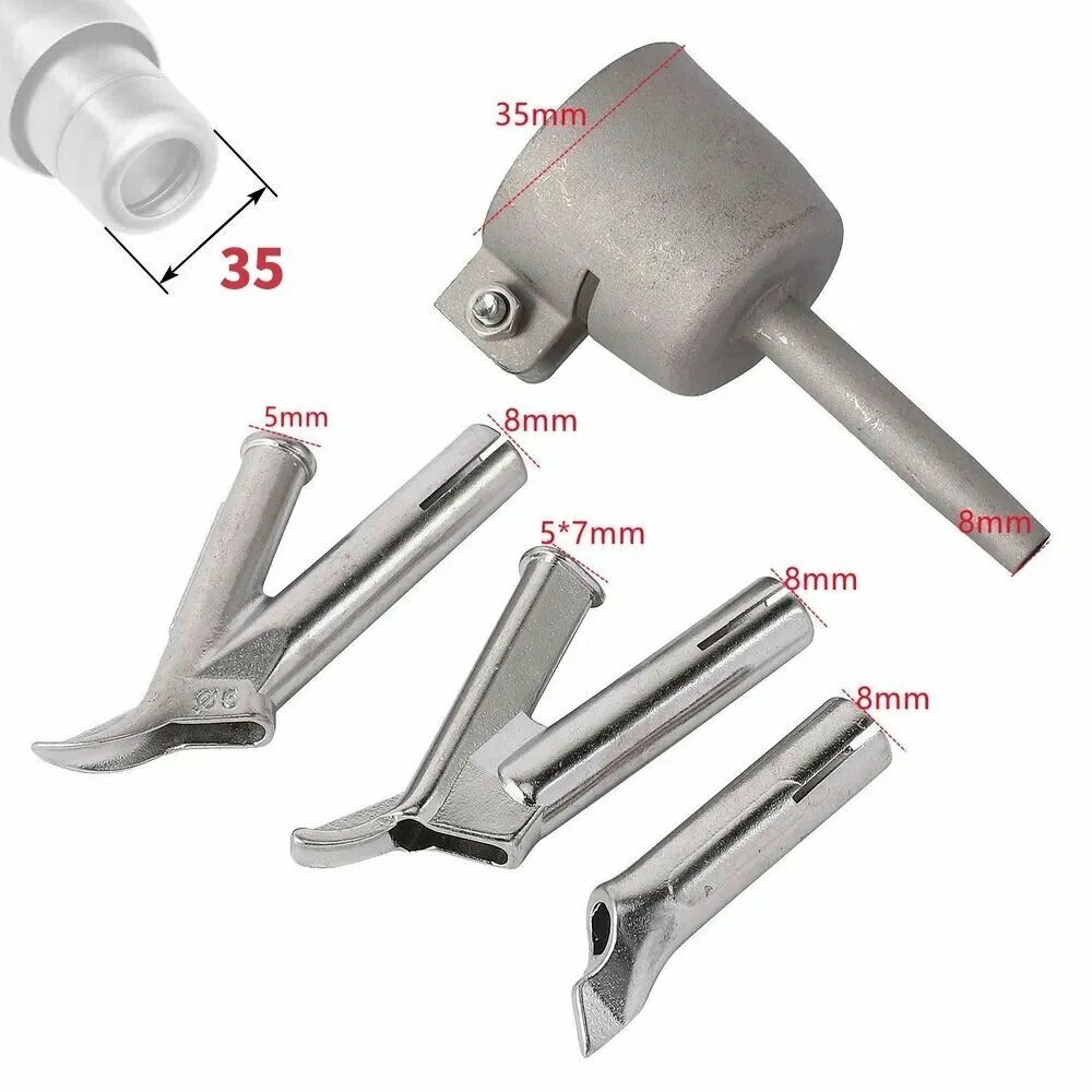 Сварочная насадка на строительный фен 35 мм для сварки пластика, ПП, АБС, ПЭ, ПВХ, ПА, ПВХ, линолеумного пола со стержнями