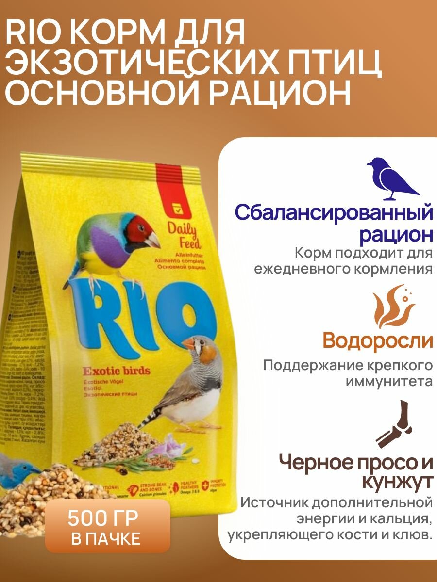 RIO Корм для экзотических птиц, основной рацион, 500 грамм