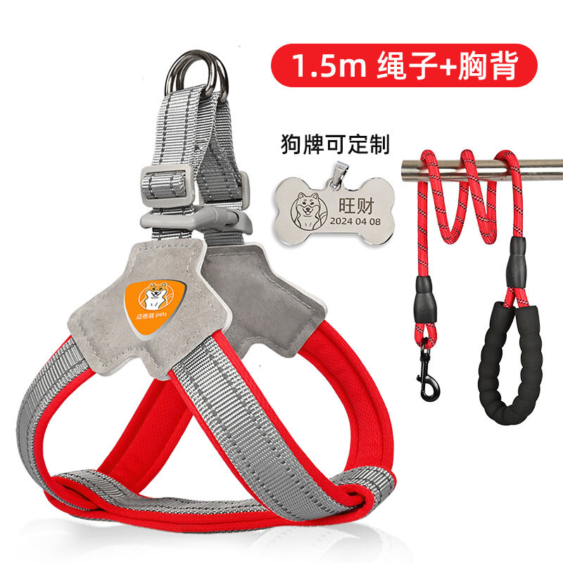 Популярный поводок для собак в стиле жилета, шлейка для прогулок с маленькими и средними собаками, шиба-ину, корги, бишон, тедди, цепочка для собак