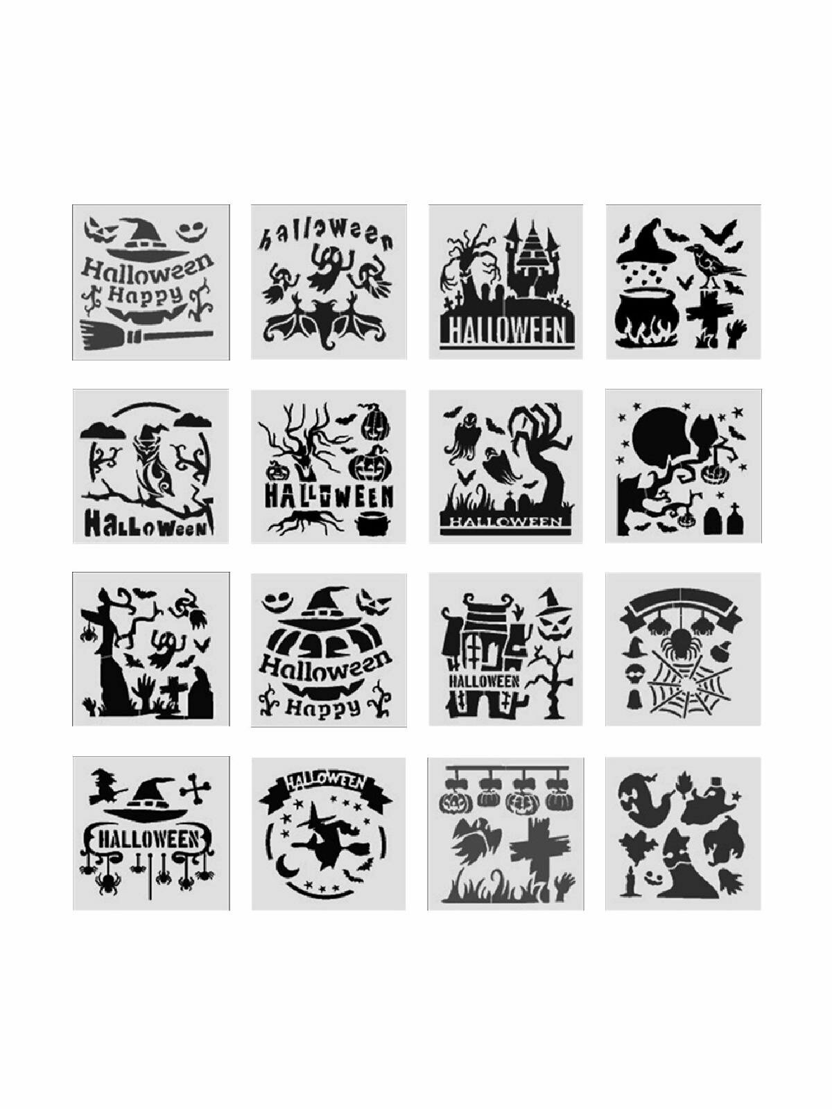1 набор из 16 листов, шаблон для рисования на Хэллоуин, полый шаблон