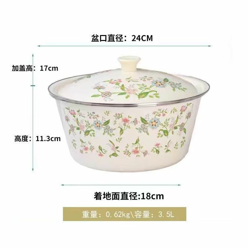 Эмалированная банка для сала с крышкой, традиционная рисовая банка, керамическая миска для кухни, контейнер для мясного масла большой емкости, миска для замеса теста, суповая миска