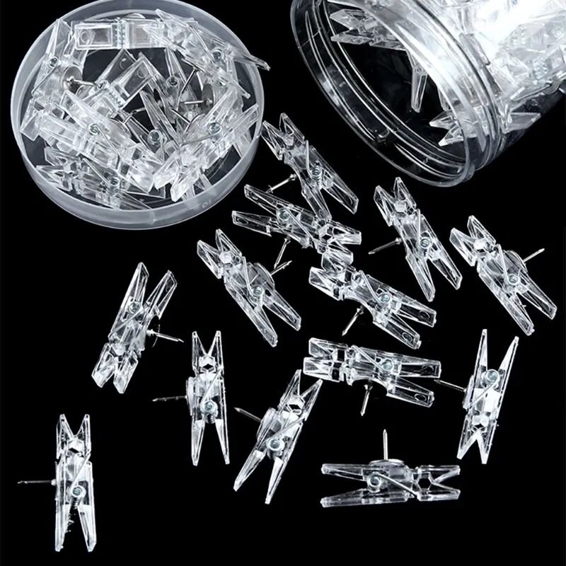 20 шт./упак. Универсальные кнопки в форме клипсы 1.4x0.3 " Прозрачные цветные для большого пальца офисных школьных досок объявлений