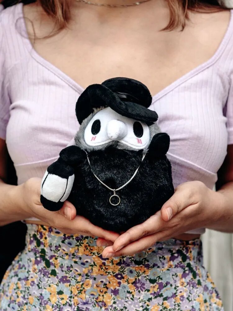 Мягкая игрушка "Чумной доктор", плюшевая, с фонарем, черная, 18 см