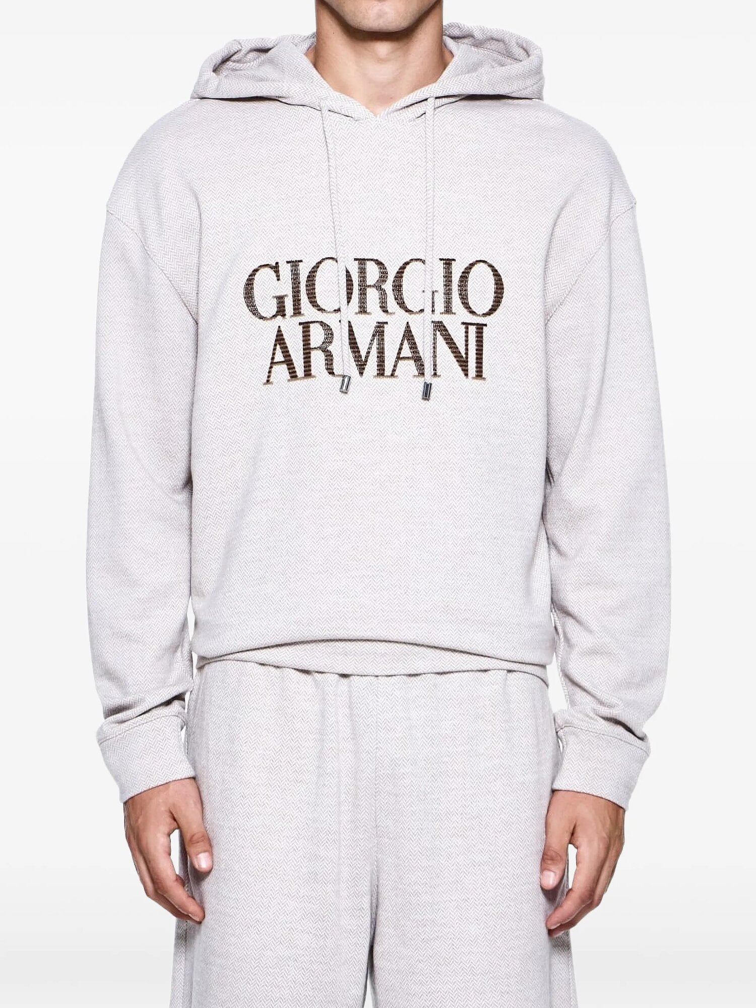 Худи GIORGIO ARMANI Logo drawstring hoodie, размер XL, , серый — фото 1
