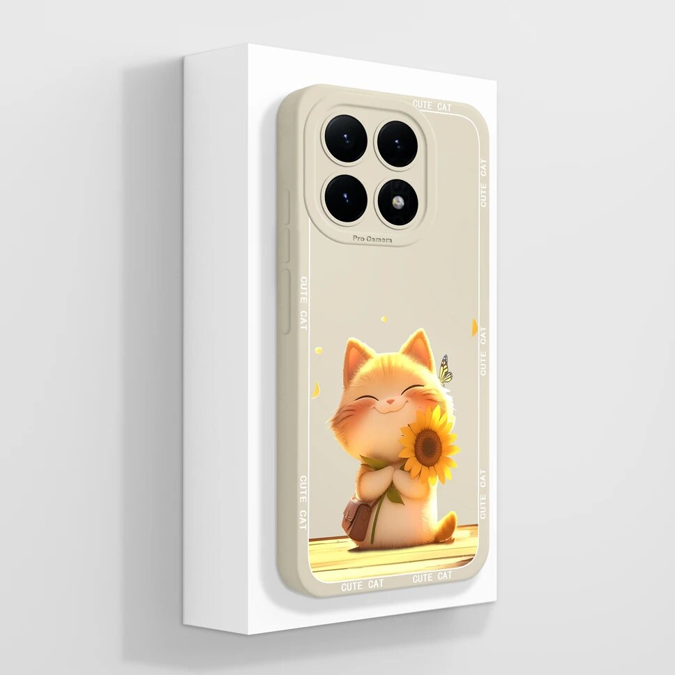 Чехол Xiaomi 15T Pro с котом и подсолнухом, TYW1001