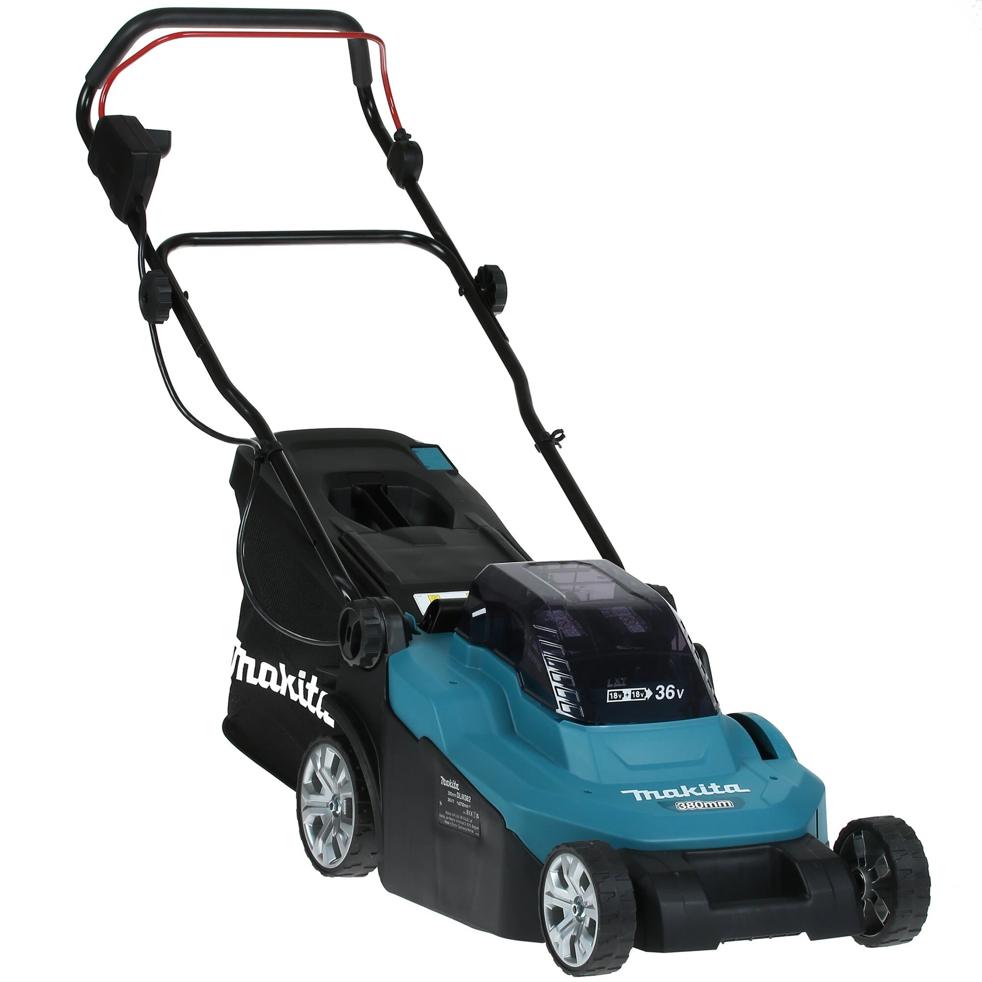 Газонокосилка аккумуляторная MAKITA DLM382PM2, синий/черный, 38 см