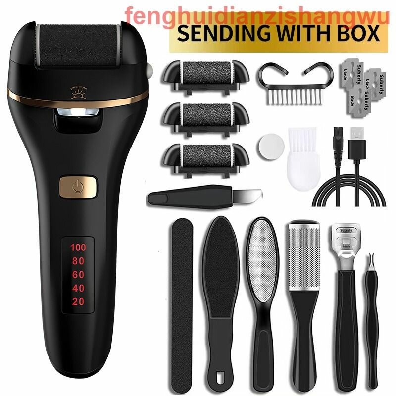 Пилка для пяток электрическая мощная с 3-мя насадками, аппарат для педикюра