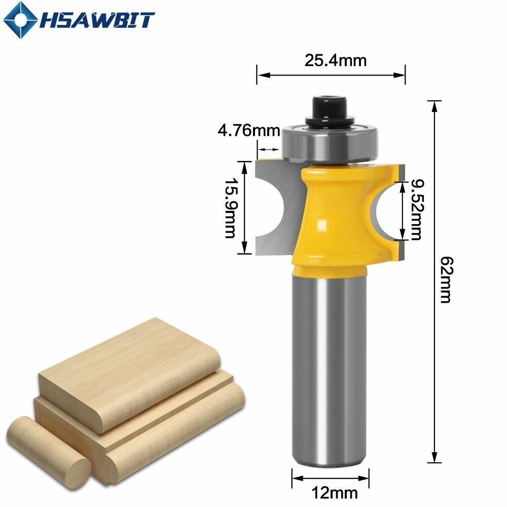 Фреза по дереву кромочная полукруглая хвостовик 12 мм HSAWBIT,12x9.52mm