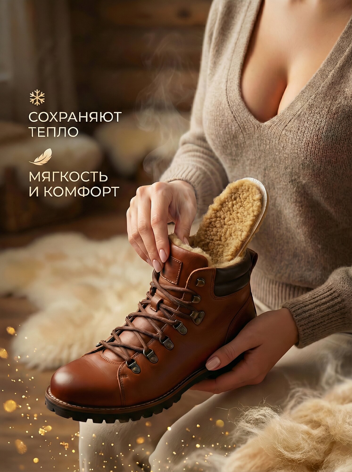 Стельки для обуви, теплые, зимние, из верблюжьей шерсти, трехслойные, термостельки, универсальный размер 35-45